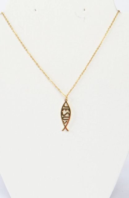 Jesus Fish Pendant Necklace Gold - Still Waters Apparel